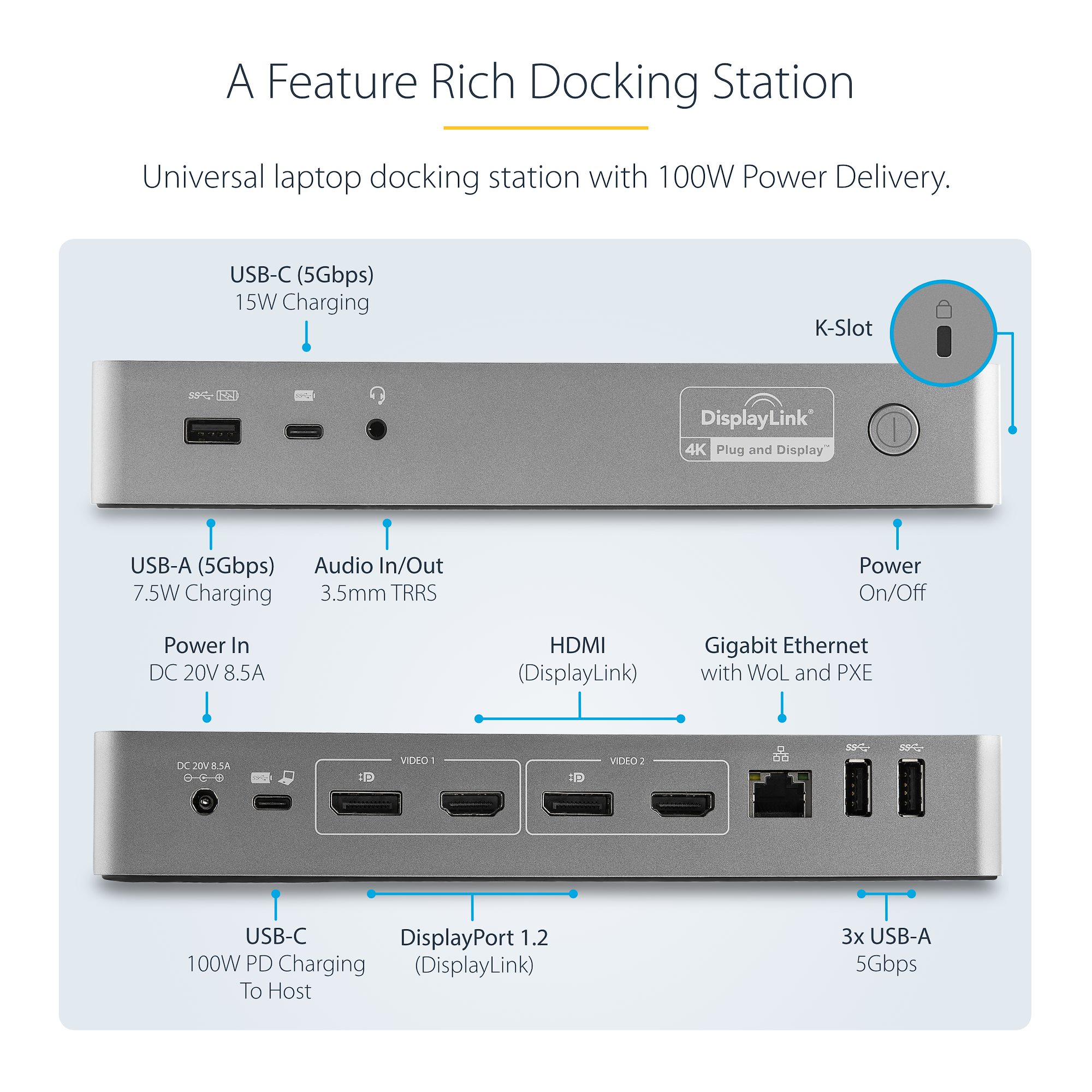StarTech.com USB-C / USB-A Hybrid Docking Station for MacBook Pro / Air ...