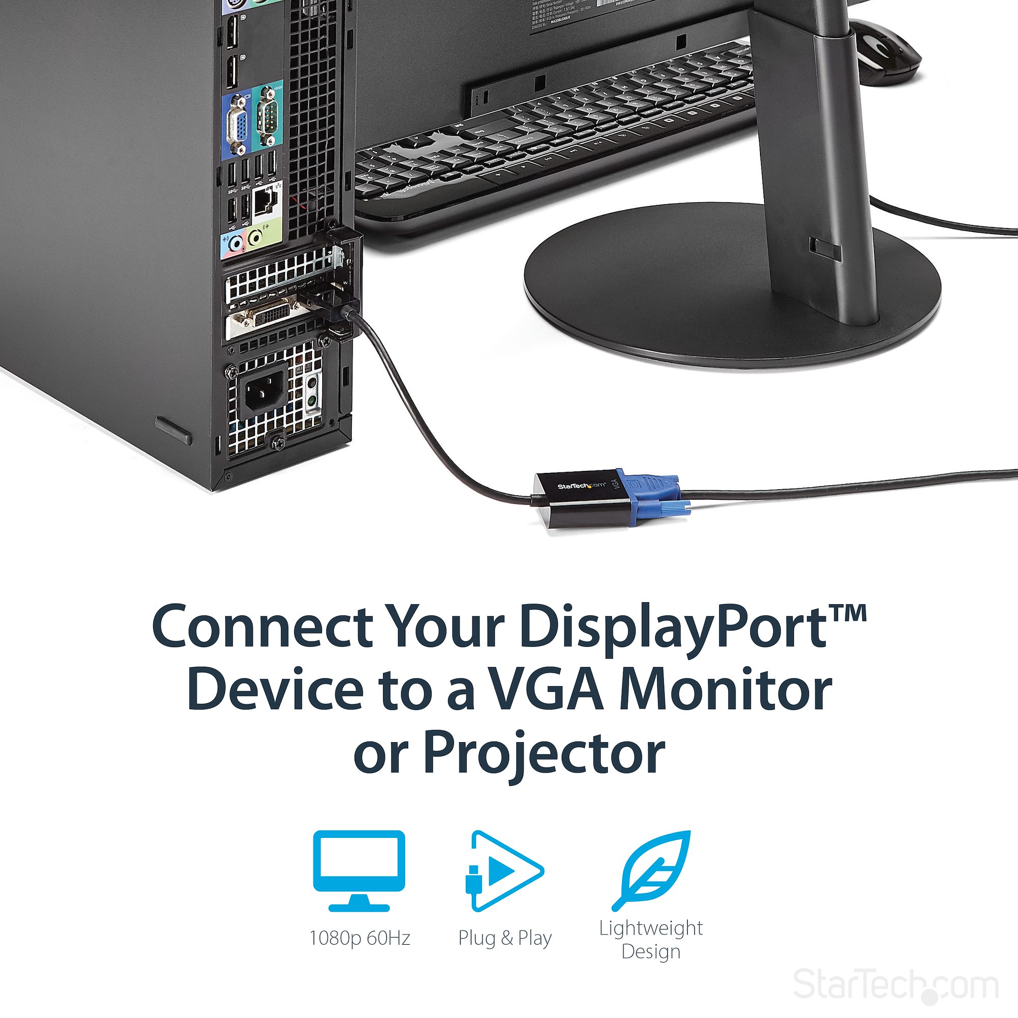StarTech.com DisplayPort to VGA Adapter - Active DP to VGA Converter ...
