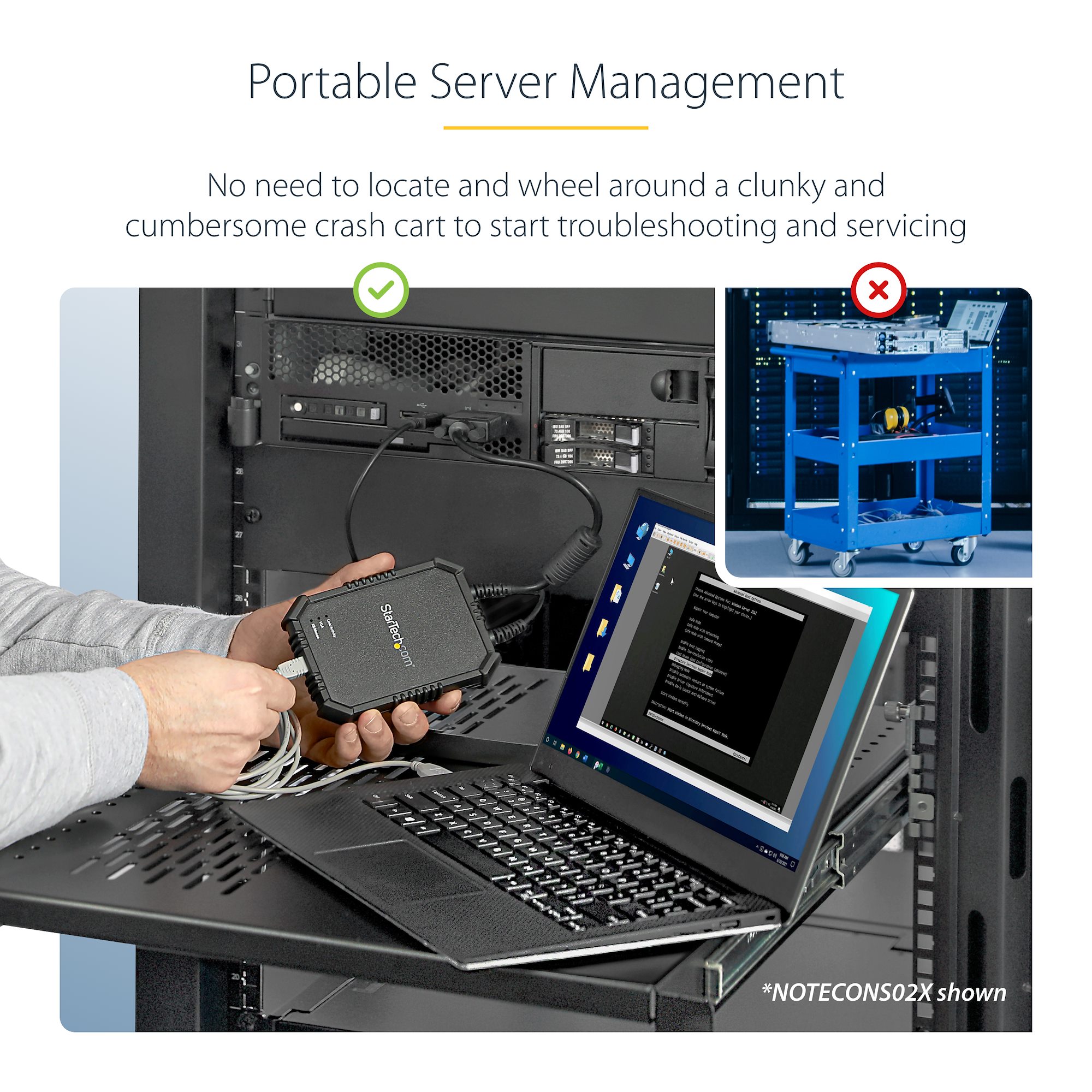 StarTech.com Portable Laptop Crash Cart Adapter for Server Management ...