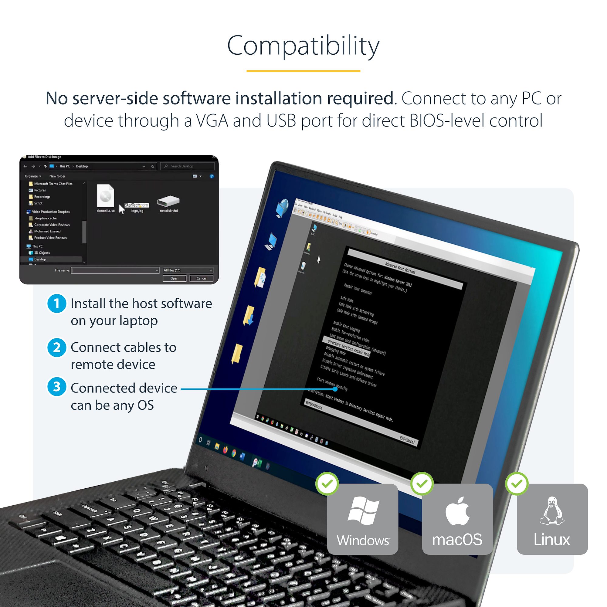 StarTech.com Portable Laptop Crash Cart Adapter for Server Management ...