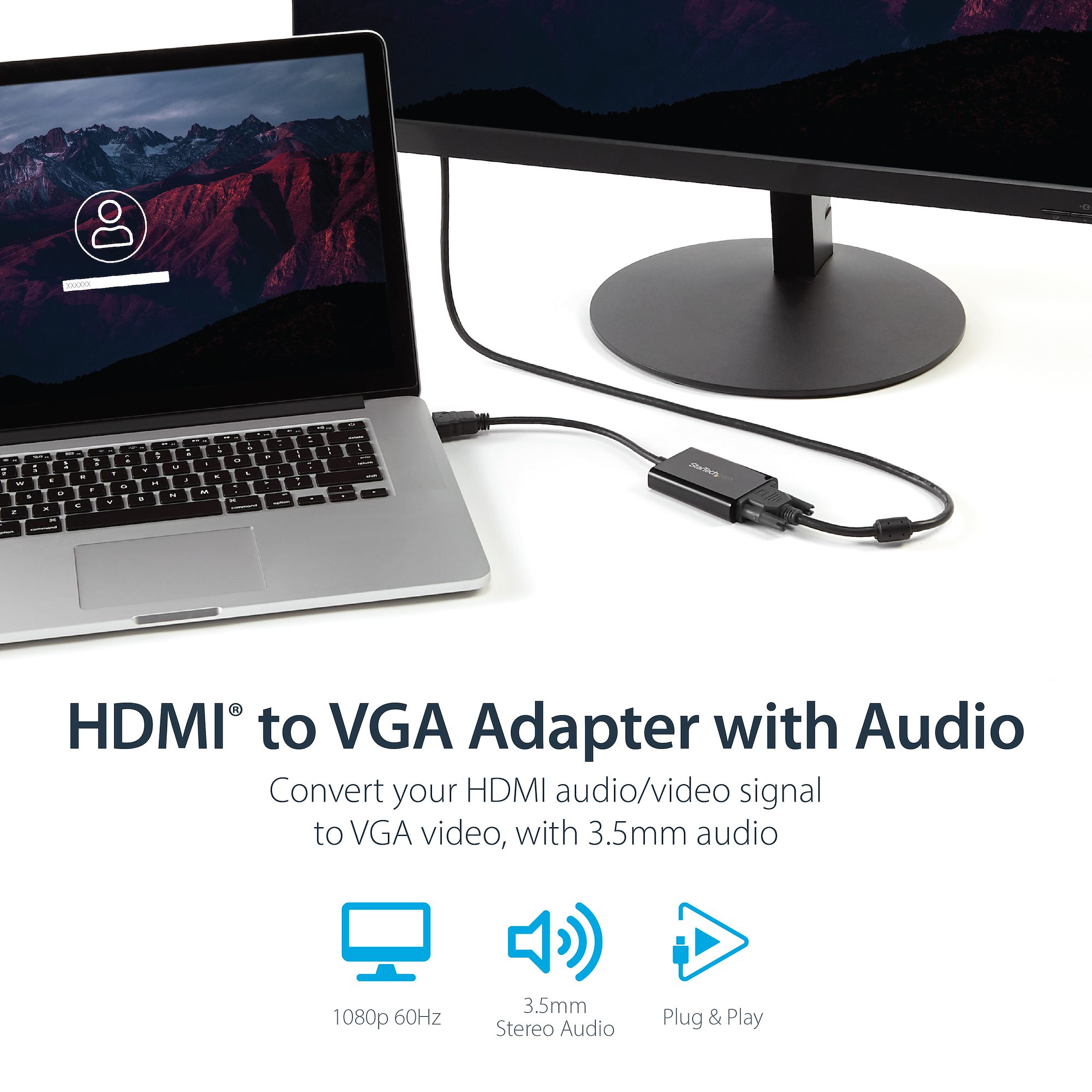 StarTech.com HDMI to VGA Adapter with Audio - Active Video Converter 1080p