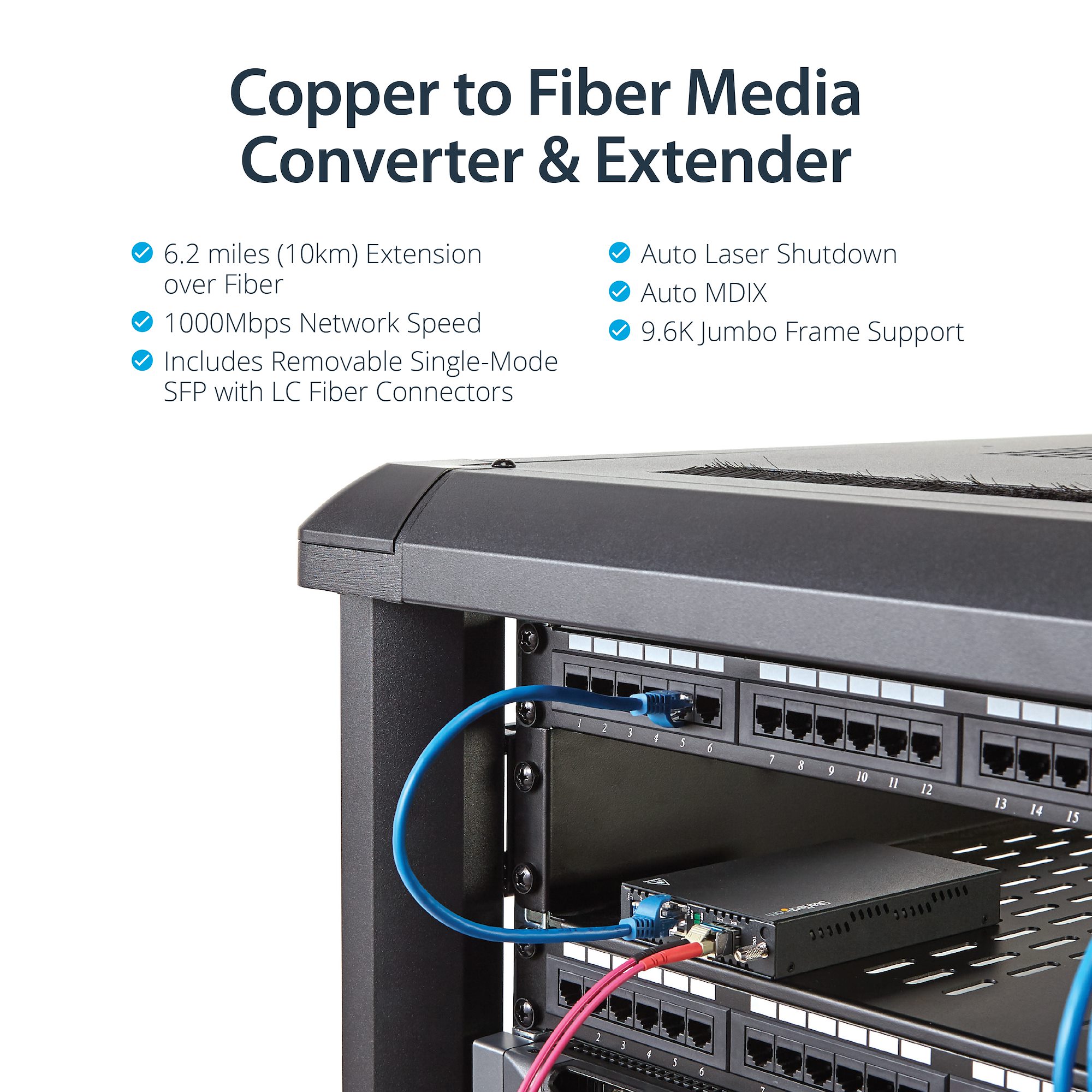 StarTech.com Gigabit Ethernet Copper-to-Fiber Media Converter - SM LC ...