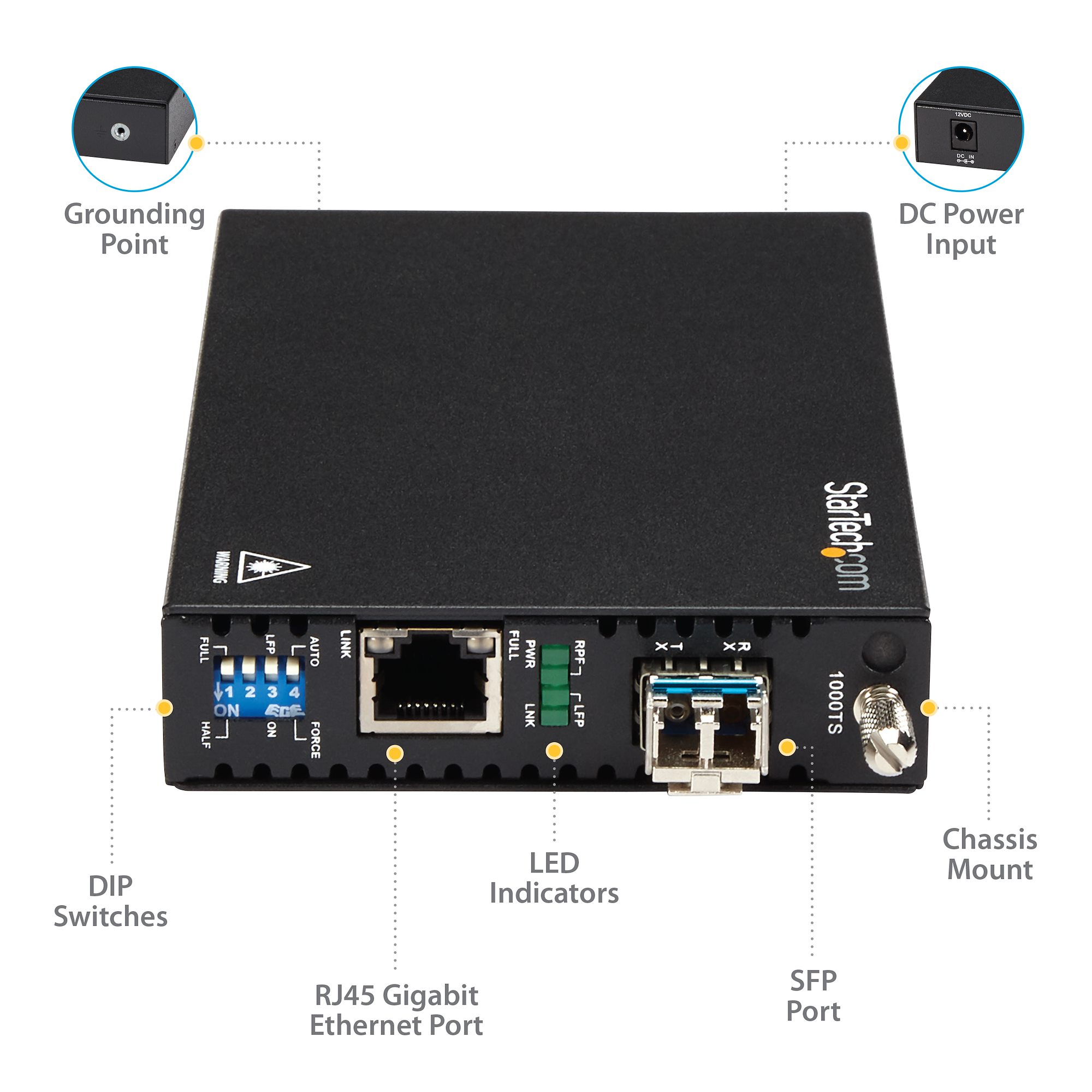 StarTech.com Gigabit Ethernet Copper-to-Fiber Media Converter - SM LC ...