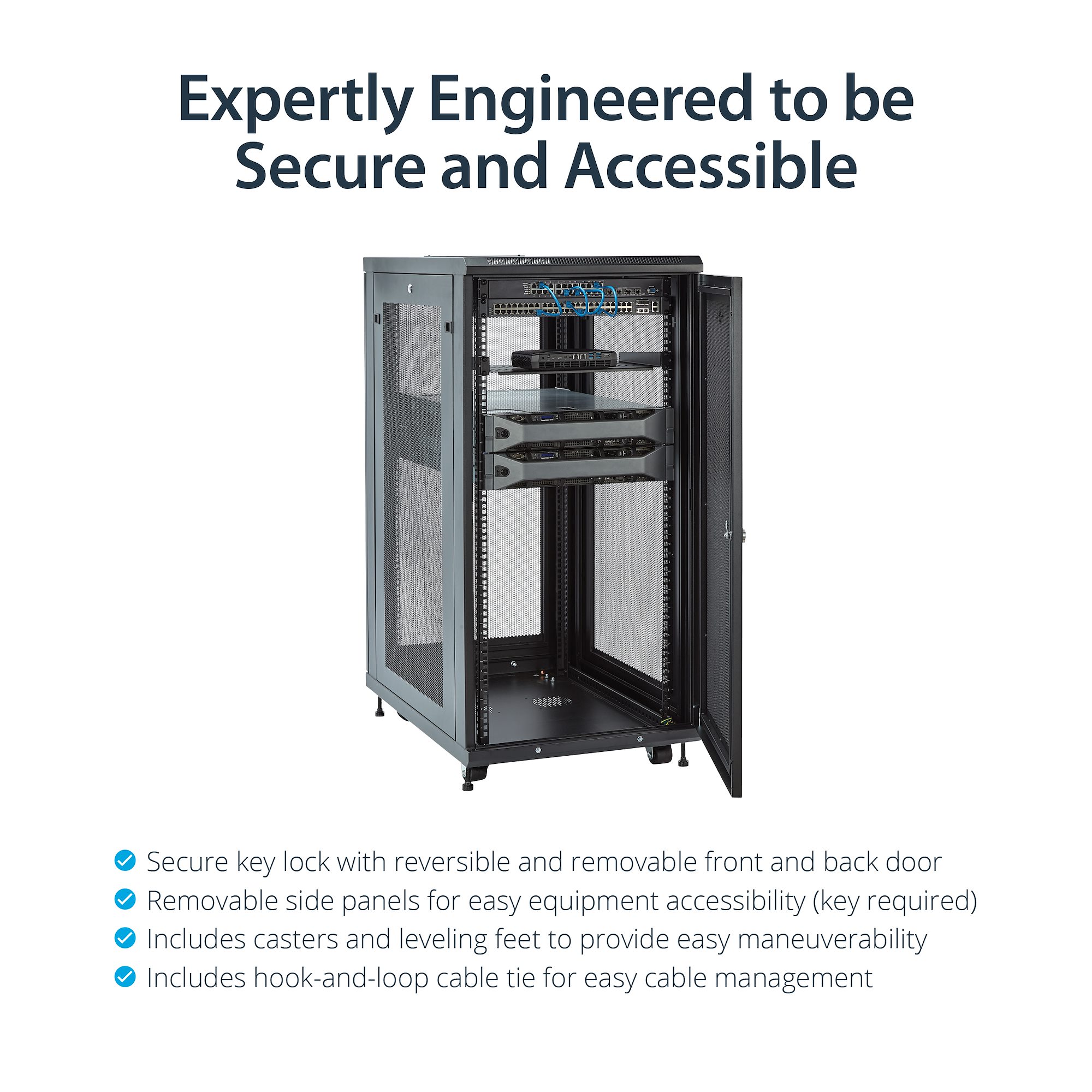 StarTech.com 4-Post 24U Server Rack Cabinet, Data / Network Rack ...