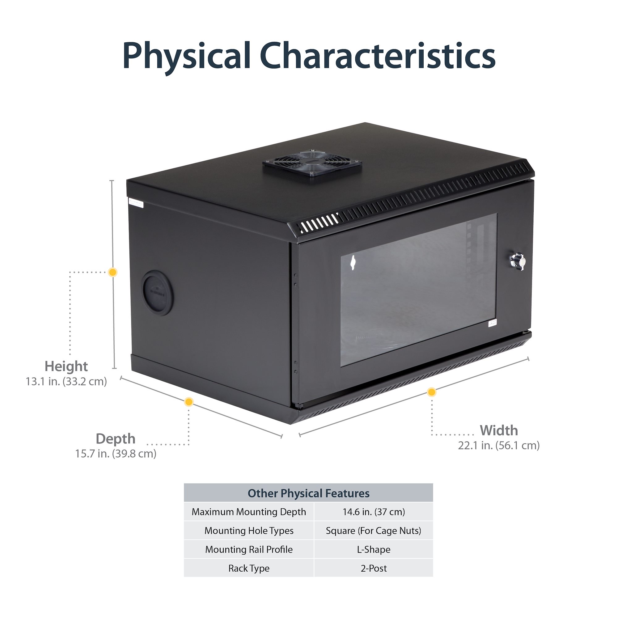 StarTech.com 2-Post 6U Wall Mount Network Cabinet, Wall-Mounted Server Rack for IT Equipment