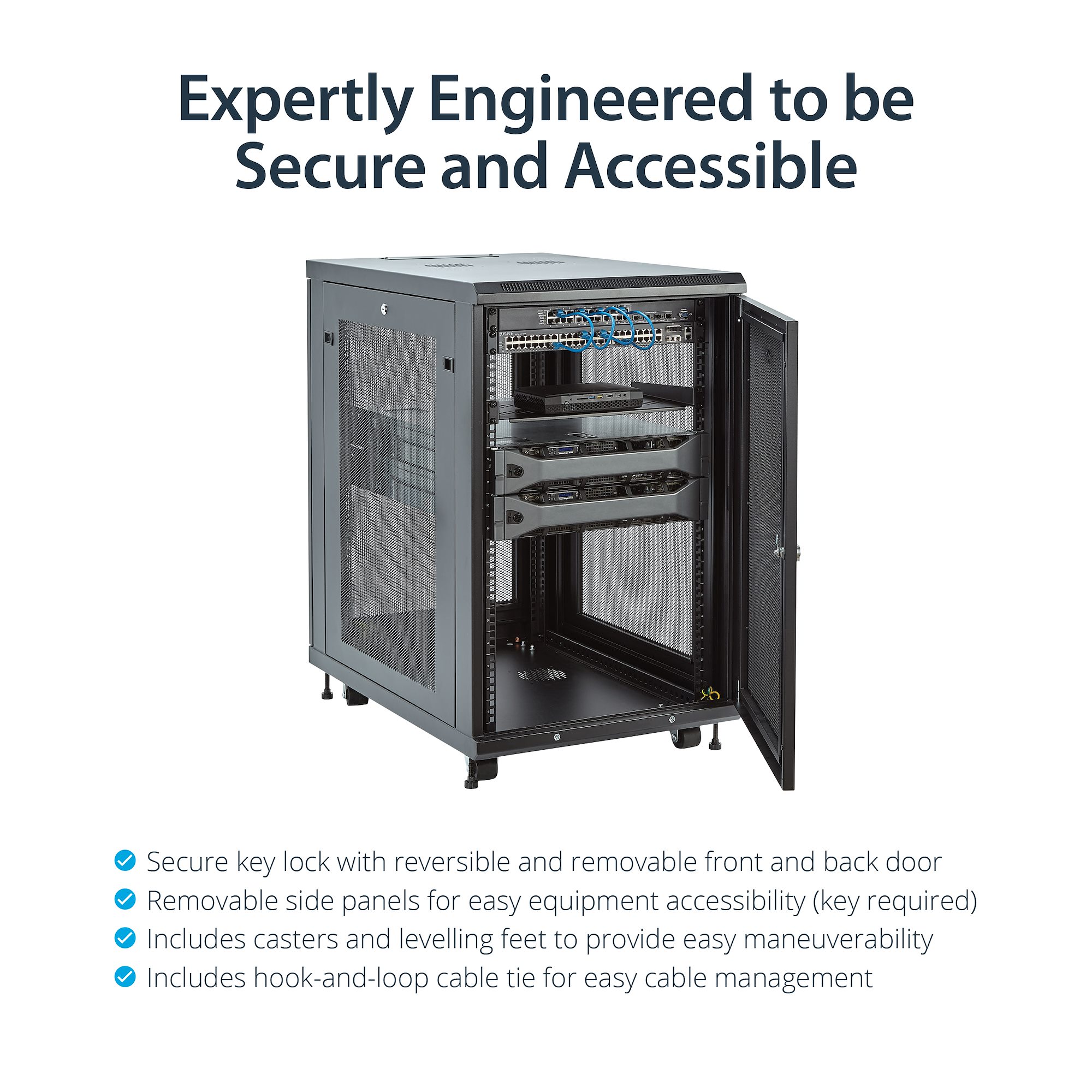 StarTech.com 4-Post 18U Server Rack Cabinet, Data / Network Rack ...