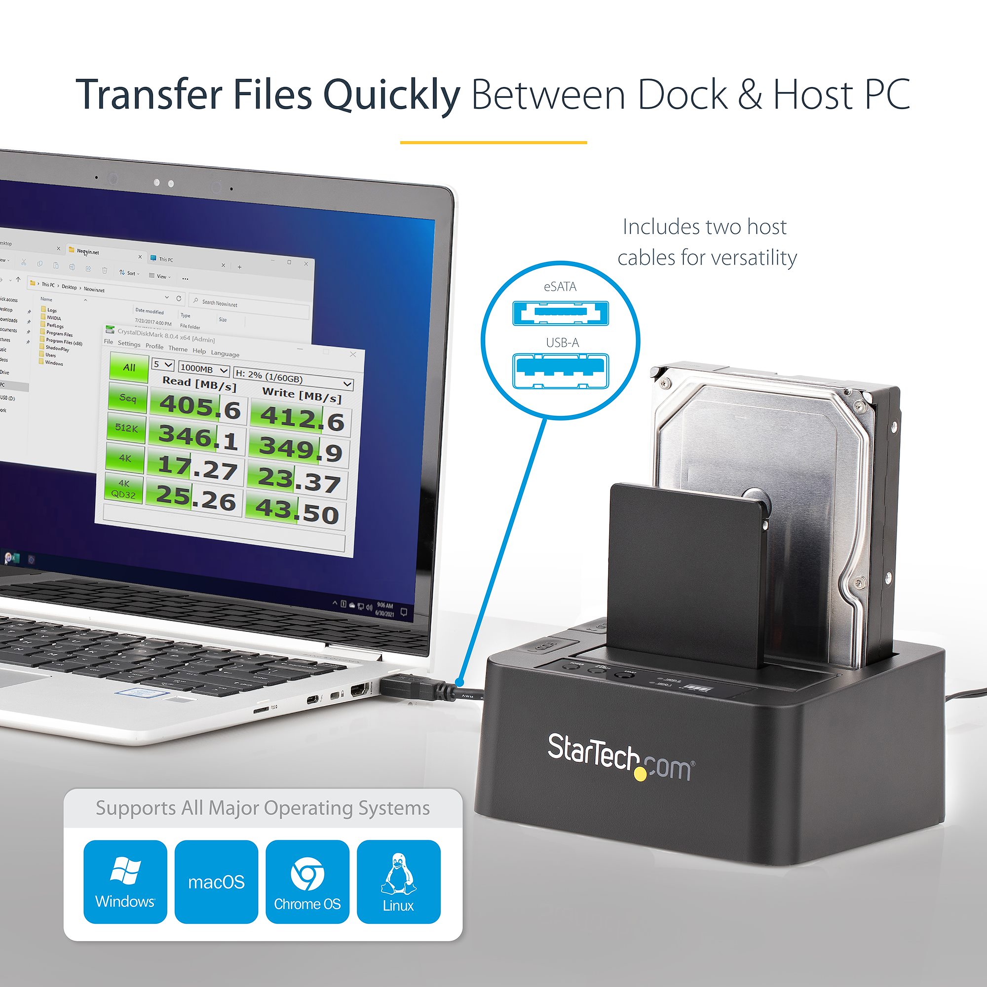 StarTech.com Standalone Dual-Bay Hard Drive Duplicator Dock, External ...