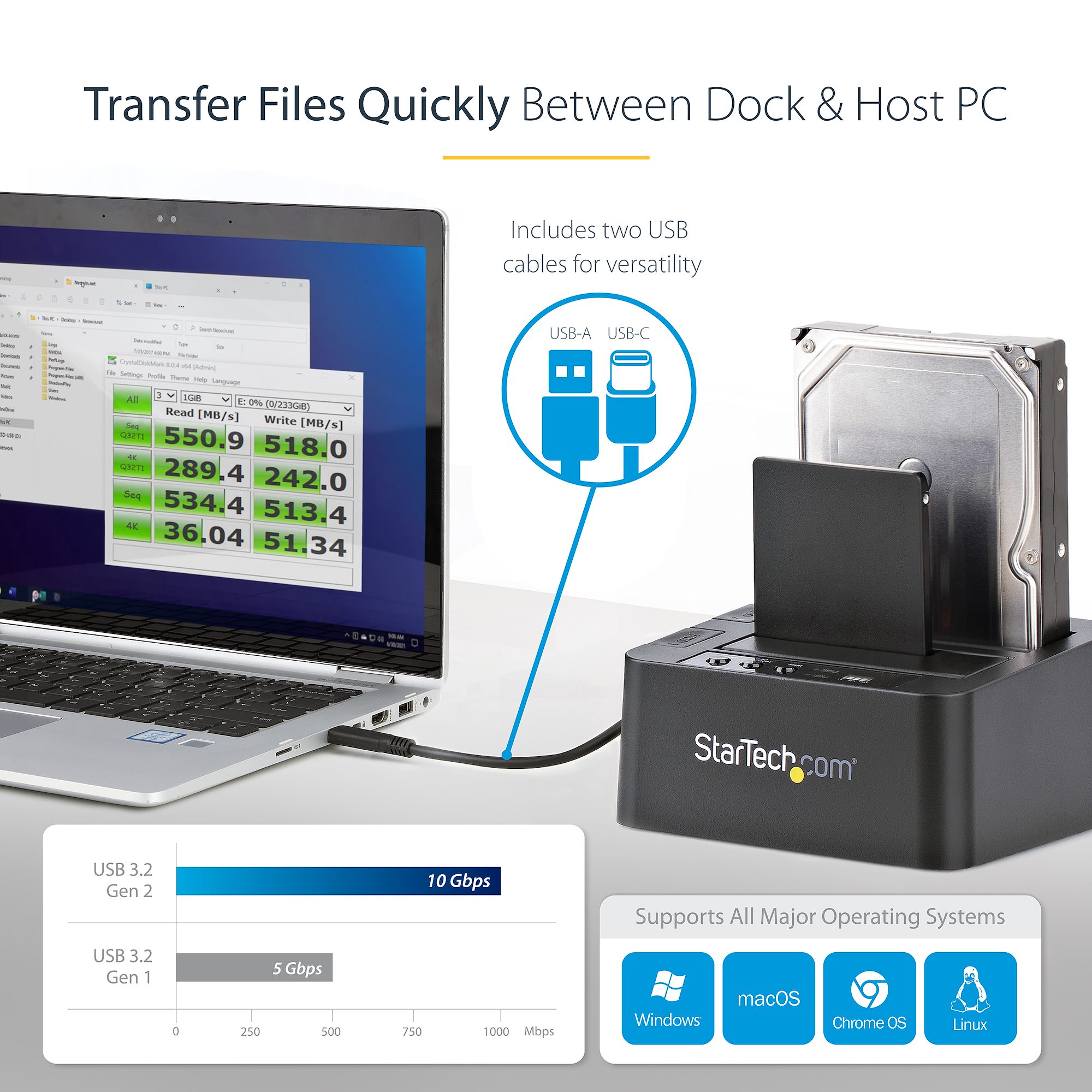 StarTech.com Standalone Dual-Bay Hard Drive Duplicator Dock, External ...
