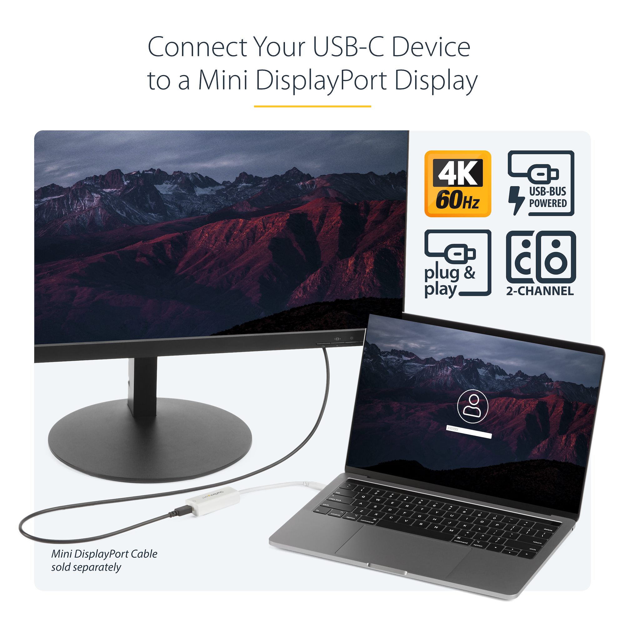 StarTech.com USB-C to Mini DisplayPort Adapter - 4K 60Hz - White - USB ...