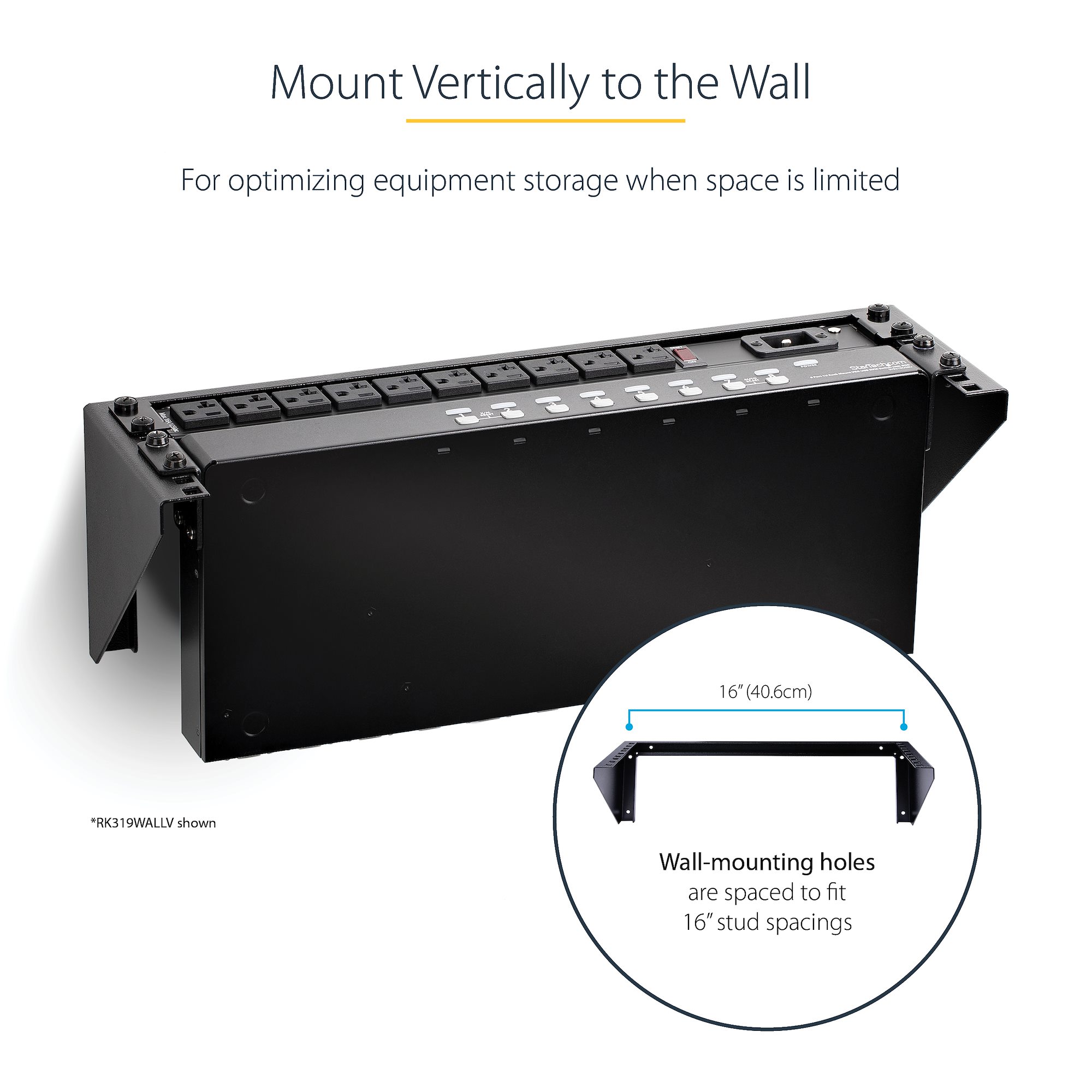 StarTech.com 3U 19in Wall Mount Vertical Rack Bracket - Patch Panel ...