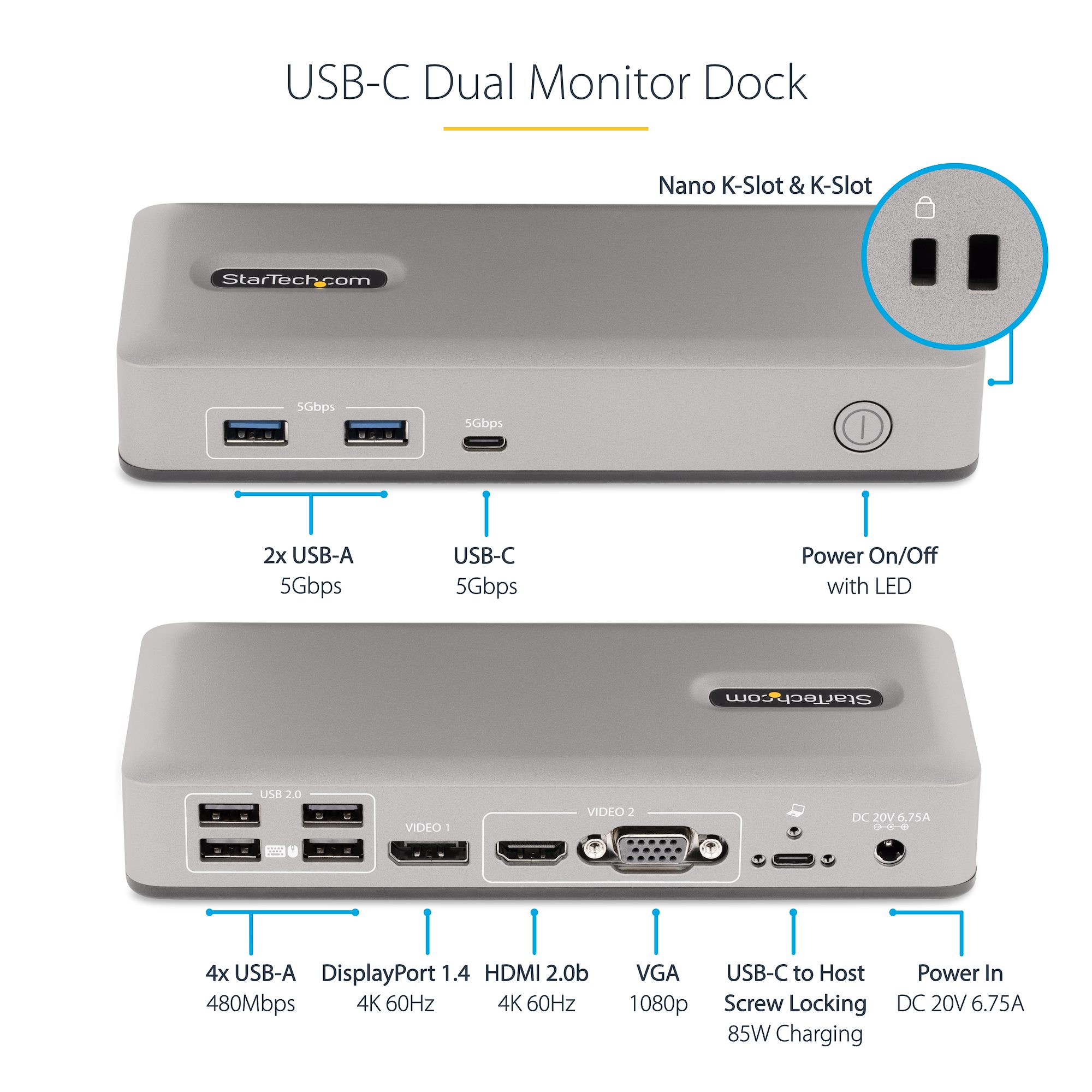 StarTech.com Dual Monitor USB-C Docking Station - DisplayPort & HDMI ...