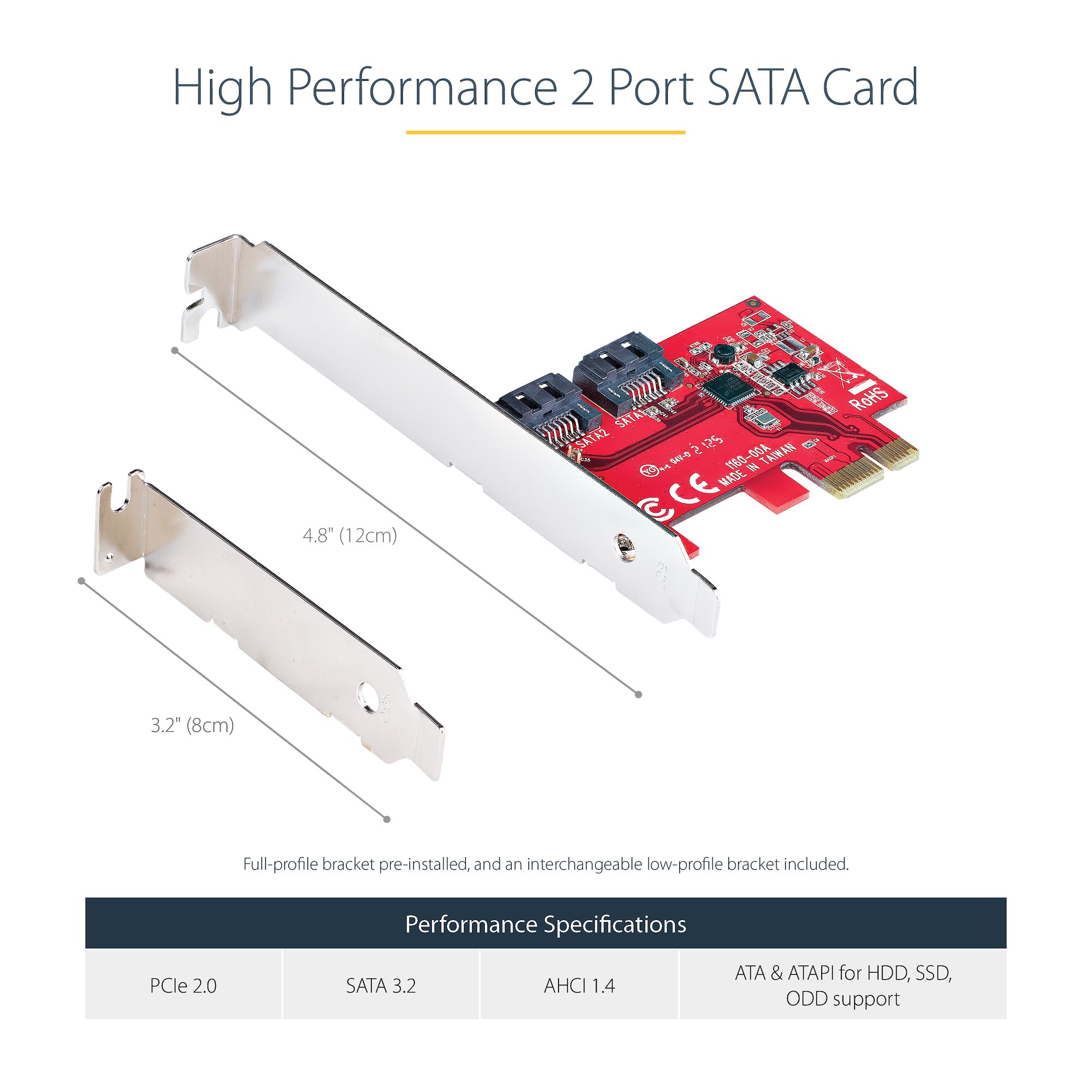 StarTech.com SATA PCIe Card, 2 Port PCIe SATA Expansion Card, 6Gbps ...