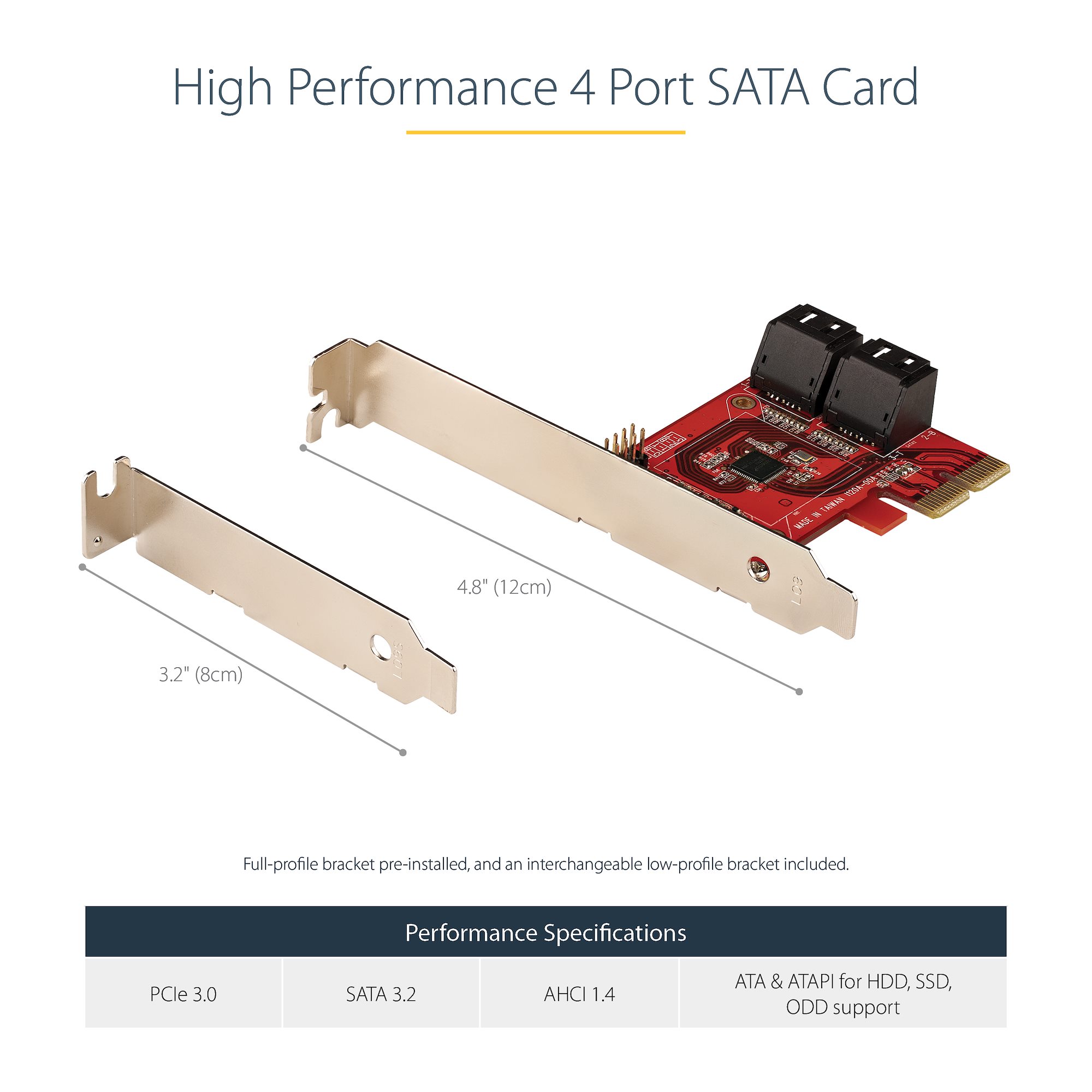 StarTech.com 4-Port SATA PCIe Card - SATA Expansion Card - 6Gbps - Non-RAID - PCIe/SATA ...