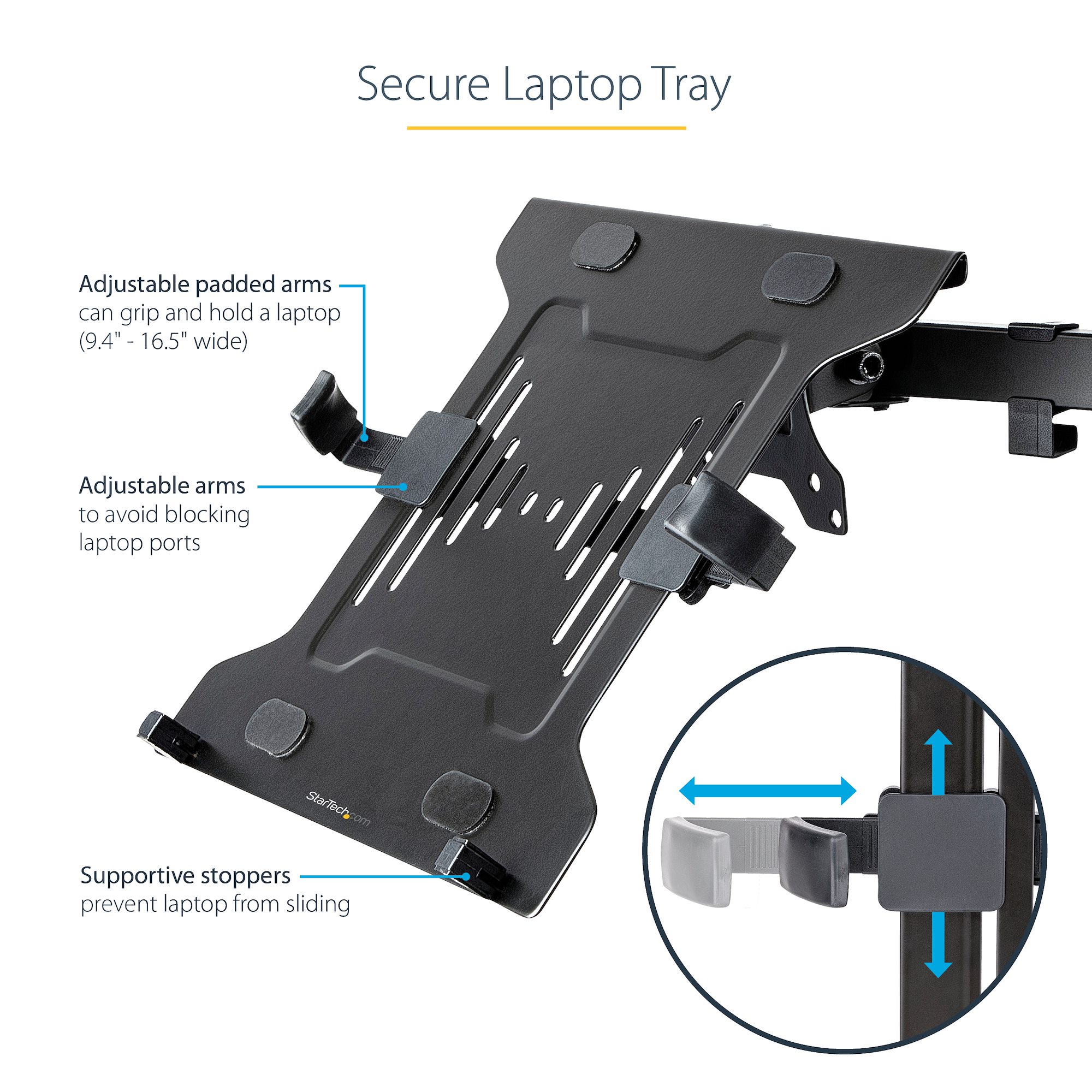 StarTech.com VESA Laptop Tray, Adjustable Monitor Arm Laptop Tray for ...