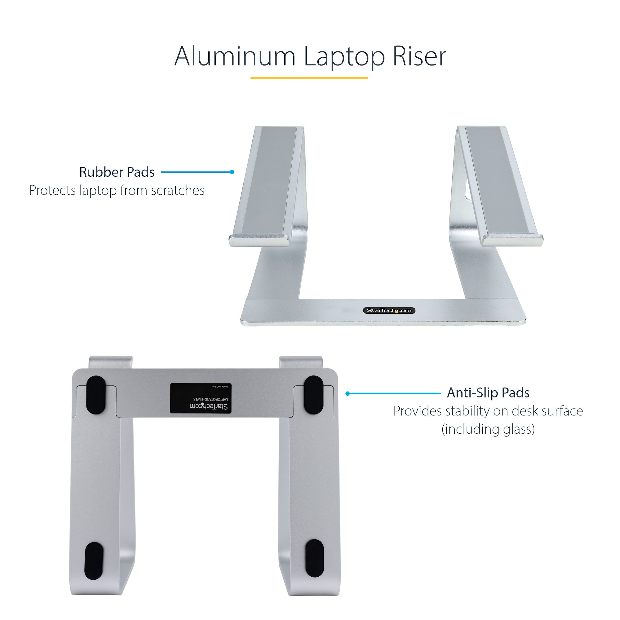 StarTech.com Laptop Stand for Desk - 5kg/11lb - Aluminum - Silver ...