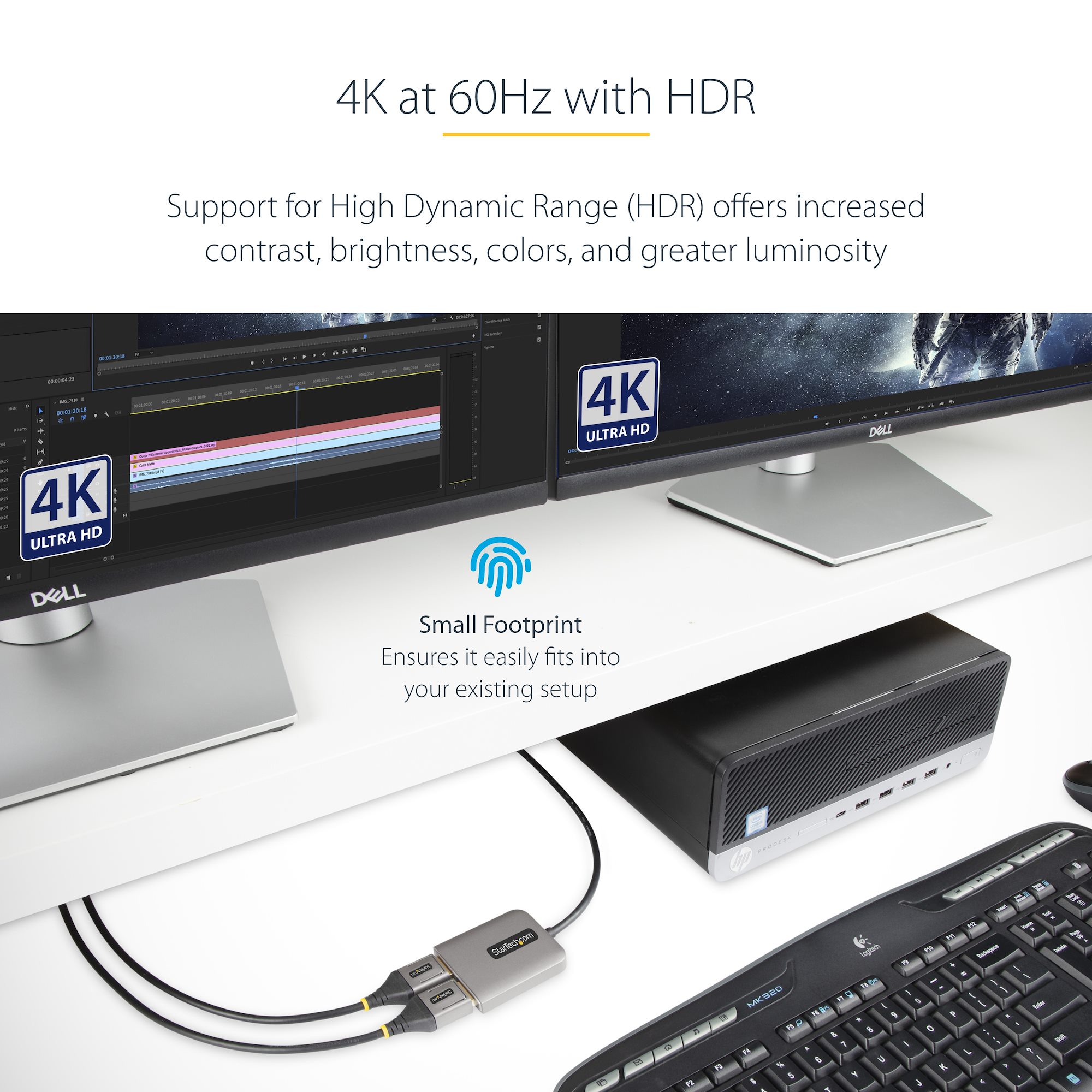 StarTech.com Dual-Monitor DisplayPort Splitter Adapter, DP to Dual 5K 60Hz Computer MST Hub, Windows