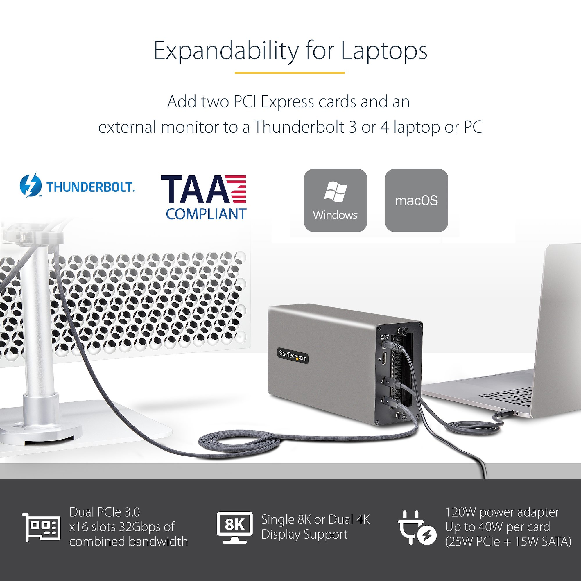 StarTech.com Thunderbolt 3 PCIe Expansion Chassis - Enclosure W/Dual ...