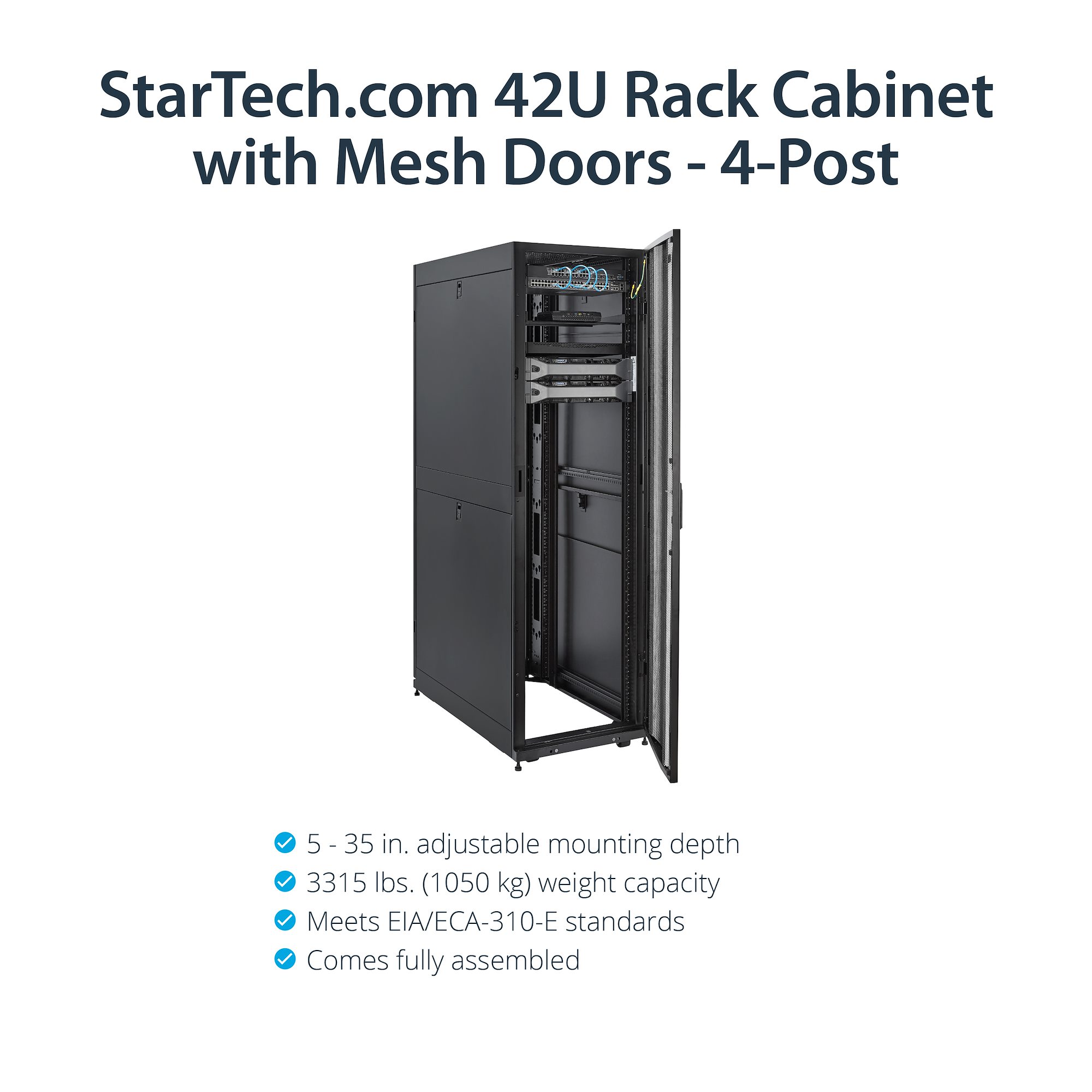 StarTech.com 4-Post 42U Server Rack Cabinet, Data Rack Cabinet for Computer / IT Equipment mount