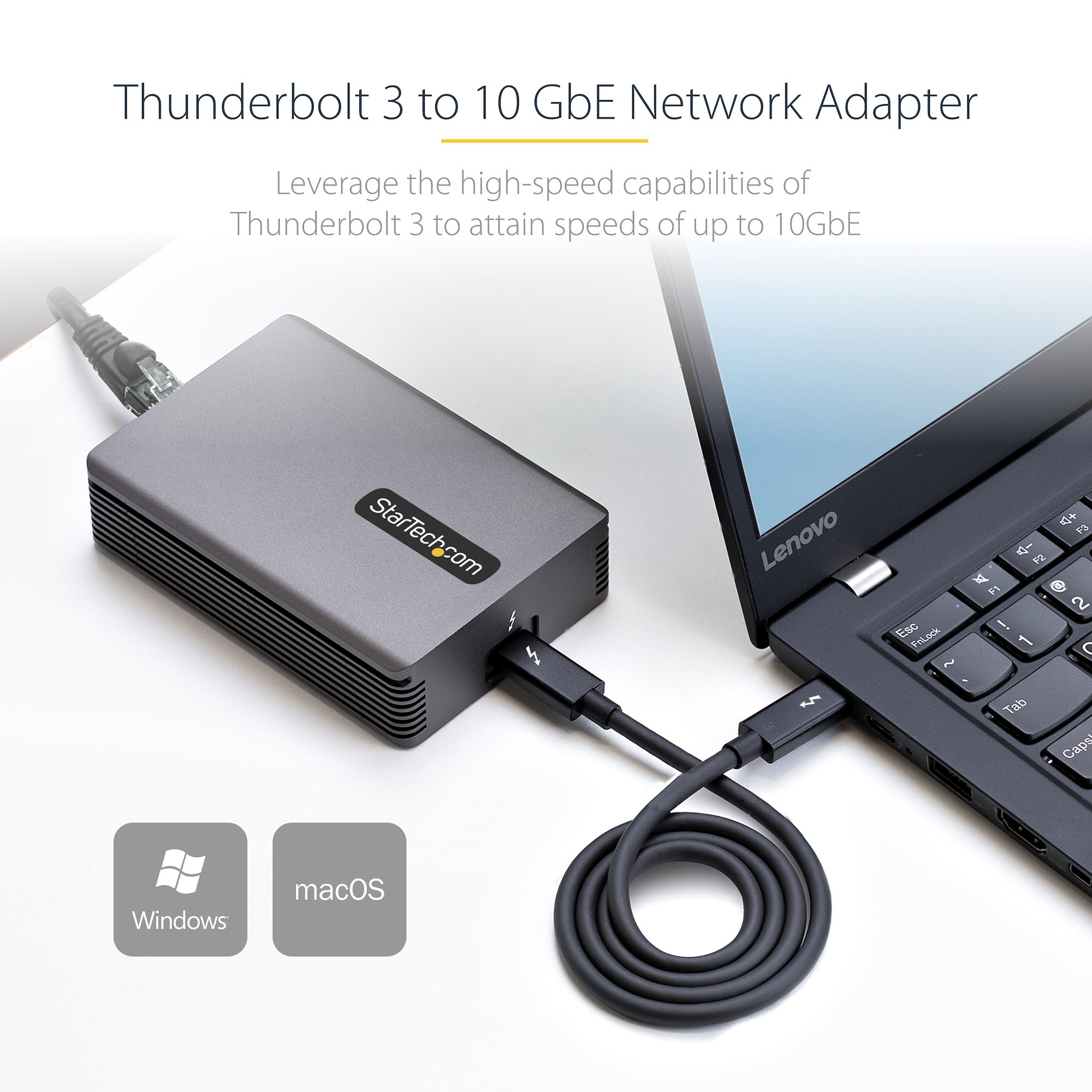 StarTech.com Thunderbolt 3 to Ethernet Adapter - TB3 10GbE NIC - TB3 to ...