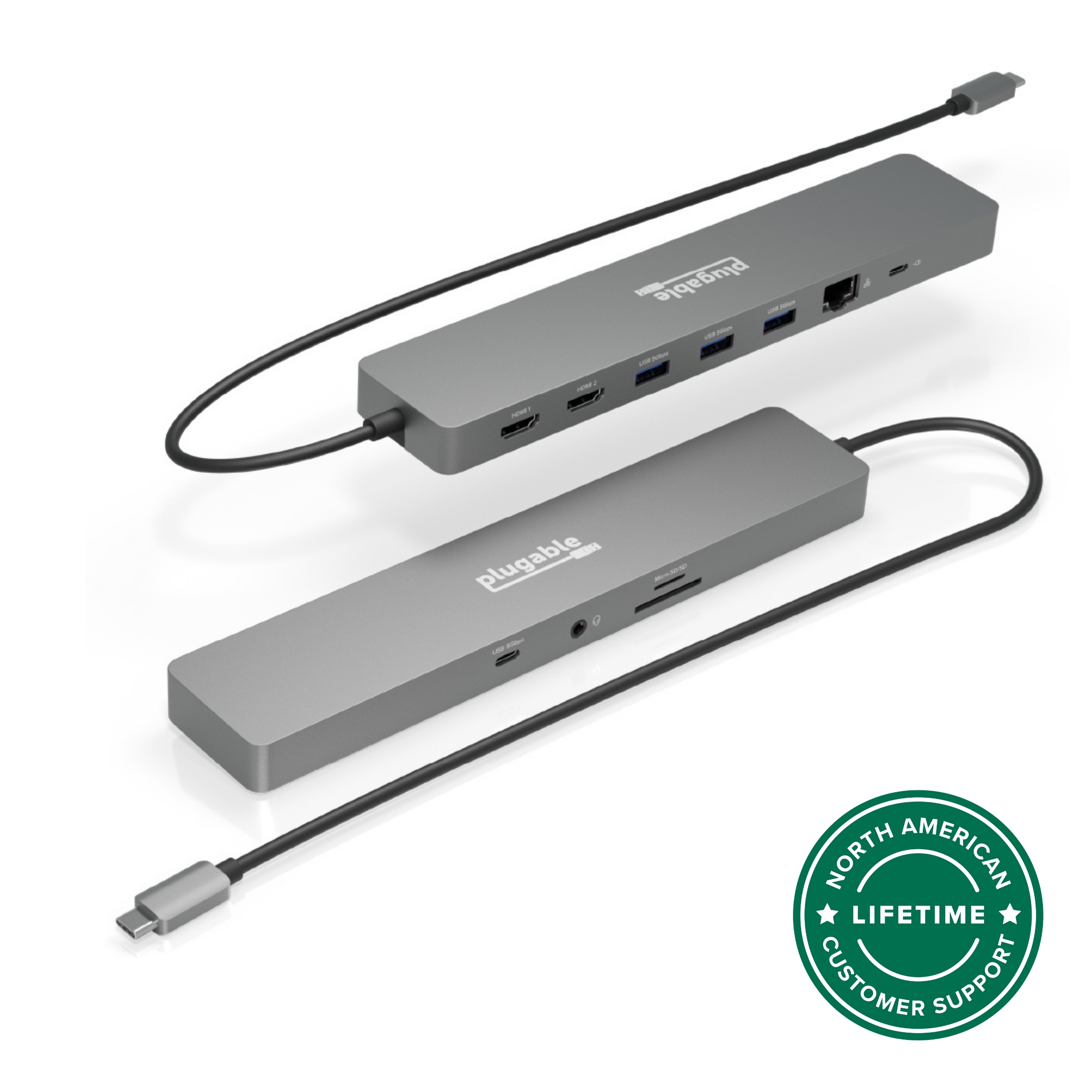 Plugable 11-in-1 USB-C Hub 100W Pass-through, Dual Monitor with 4K 60Hz ...