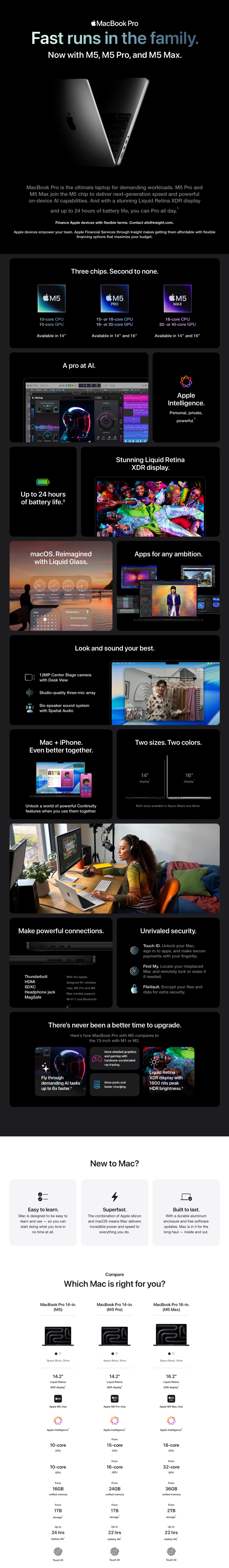 Apple 16-inch MacBook Pro: Apple M5 Max chip with 18-core CPU - 40-core ...